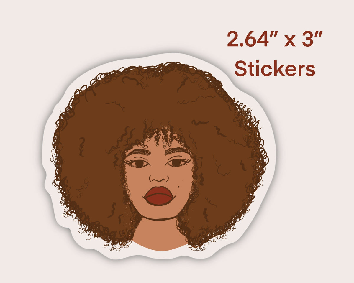 Curly Afro Black Woman Stickers – Shea Design Art